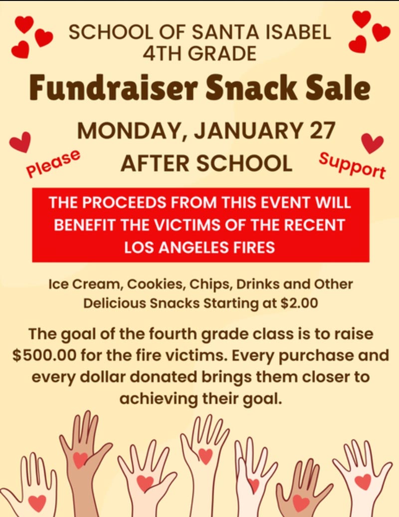 Fundraiser Snack Sale, Monday January 27th
